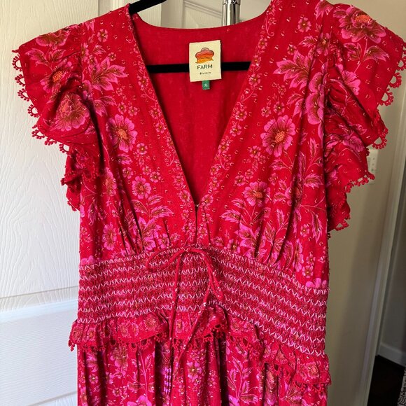 FARM Rio | Dresses | Farm Rio Red Olivia Lace Maxi Dress | Poshmark